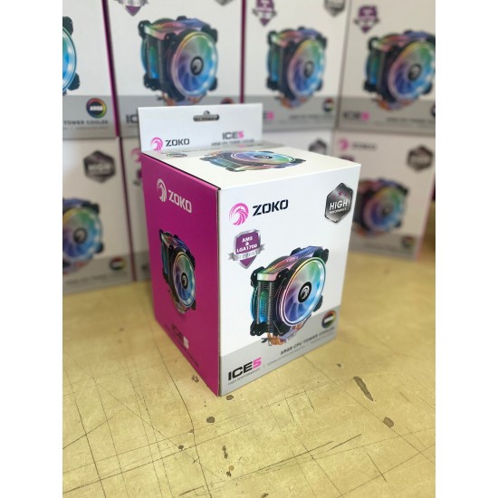 ZOKO İCE 5 4 BAKIR BORULU 2 X 12 CM AUTO RGB AMD/İNTEL İŞLEMCİ SOĞUTUCU ...